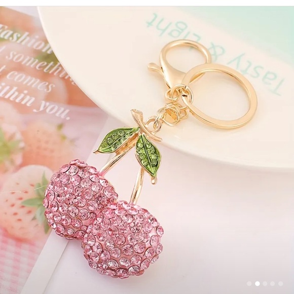 Accessories | Stylish Fruit Alloy Rhinestone Small Cute Cherry Keychain ...
